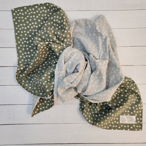 Lined Double Cloth wrap - Green spots
